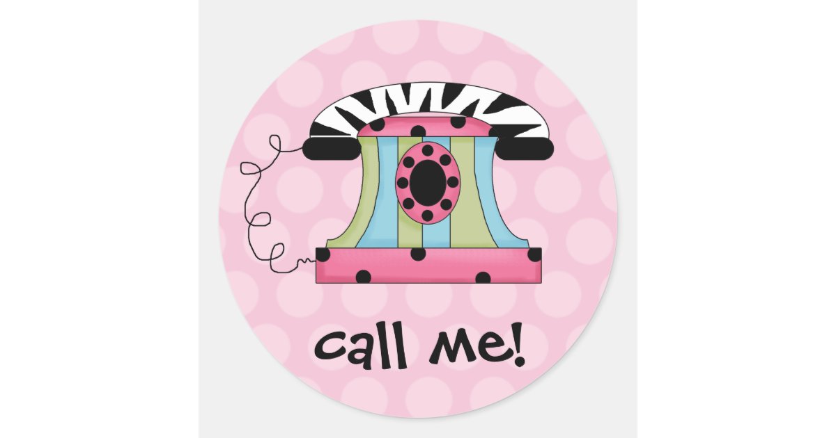 Call me! classic round sticker | Zazzle