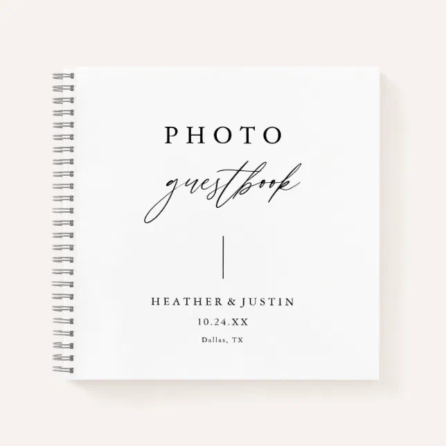 Calligraphy Elegant Wedding Photo Guestbook Notebook | Zazzle