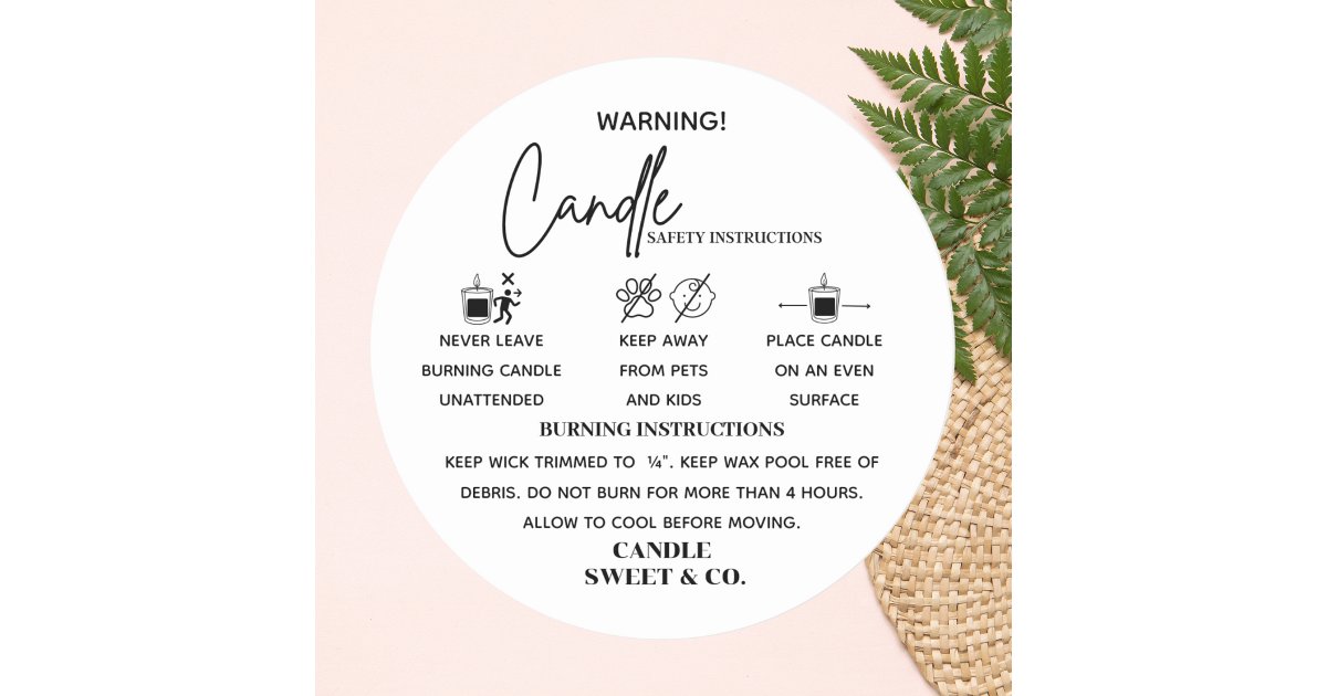 calligraphy Script Warning Candle Black and White Classic Round Sticker ...