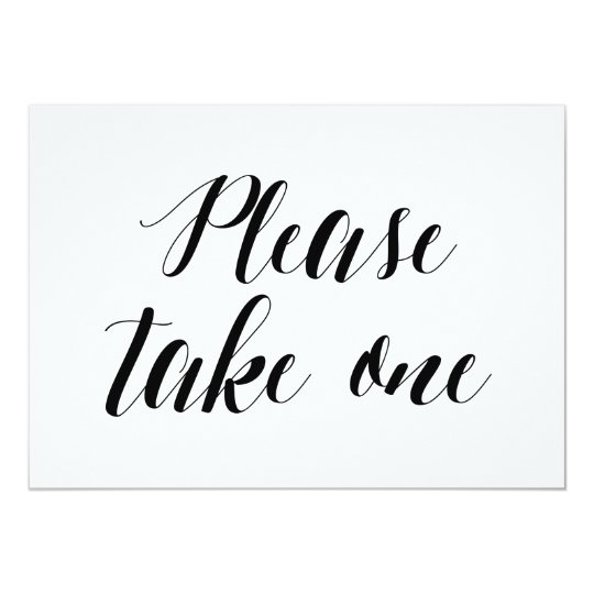 Calligraphy Style "Please take one" Wedding Sign Invitation | Zazzle.co.uk