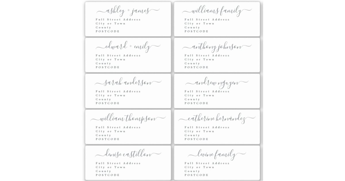 Calligraphy Wedding Guest Address Labels UK Layout | Zazzle