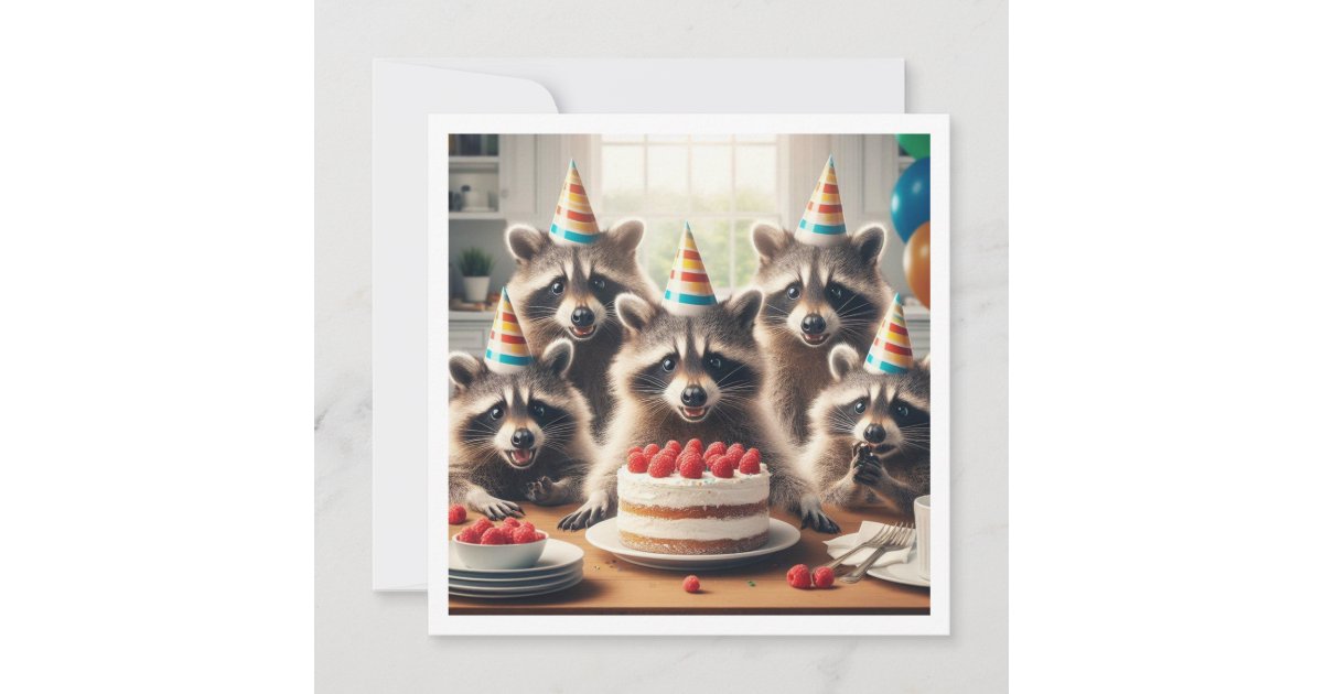 Calling all wild creatures! Racoon birthday Invitation | Zazzle