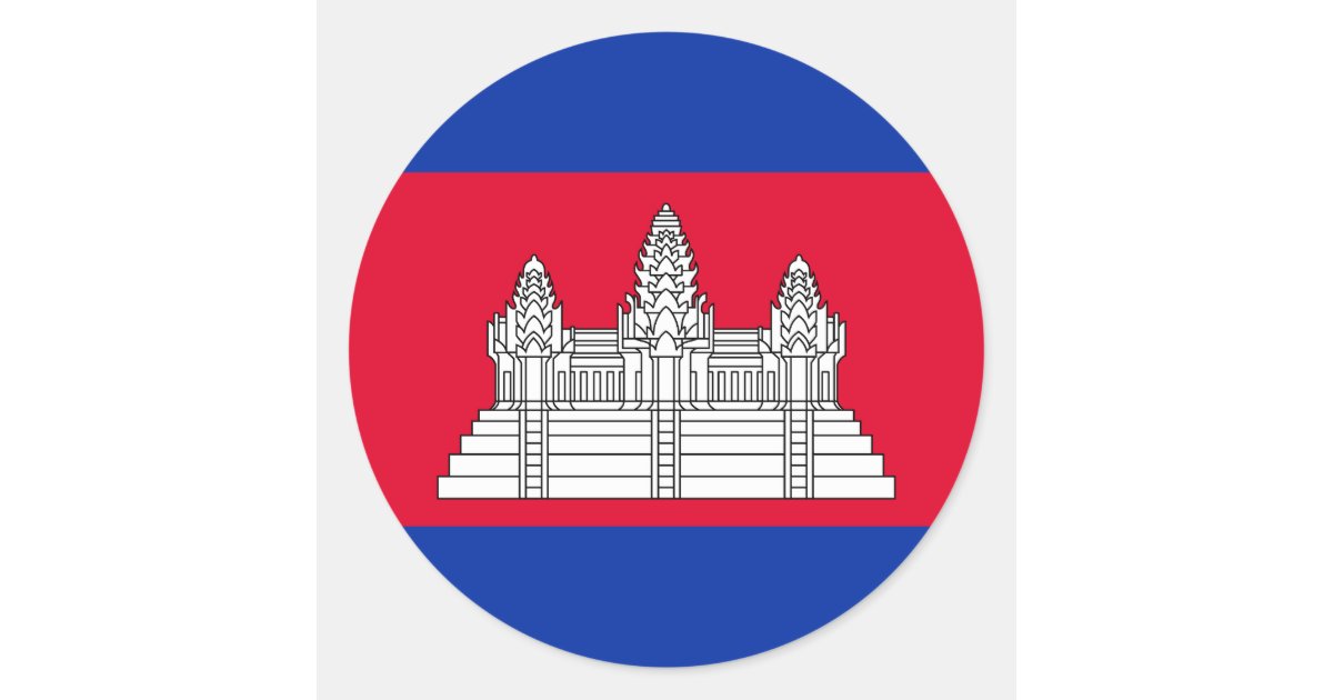Cambodia Flag Classic Round Sticker | Zazzle
