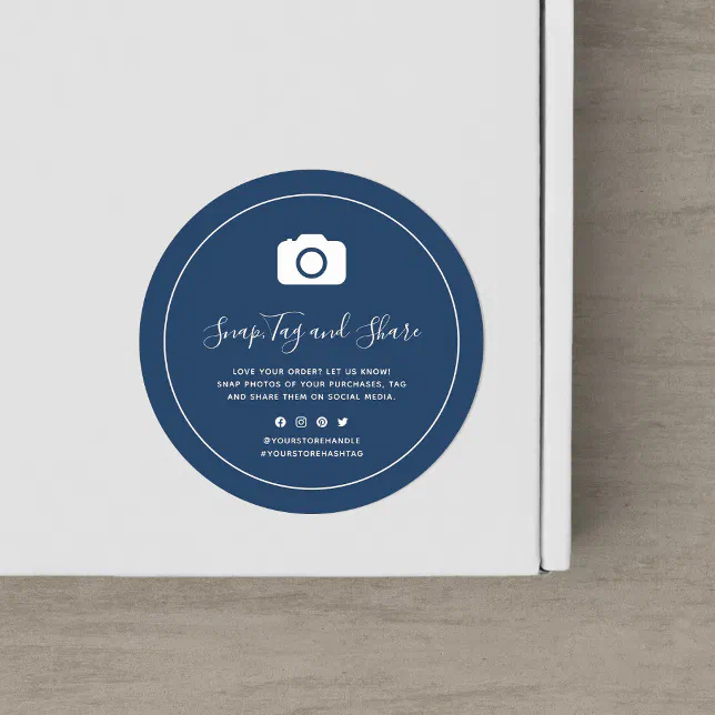 Camera Icon White Border Snap Share Custom Colour Classic Round Sticker ...