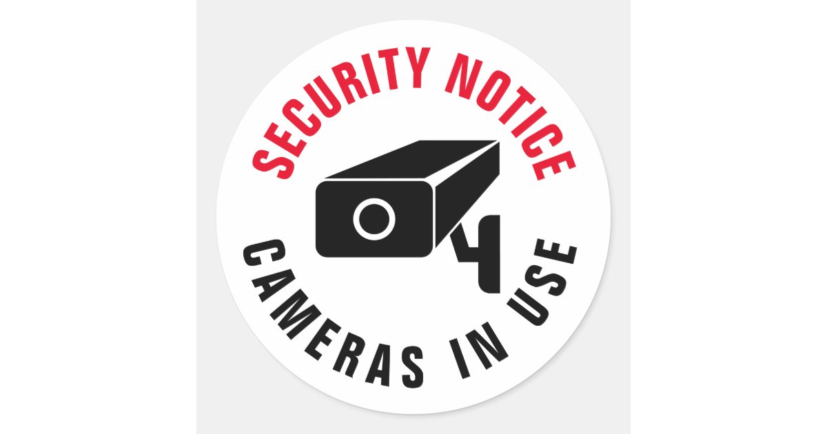 Camera Security Warning video surveillance notice Classic Round Sticker ...