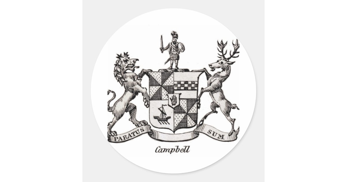 CAMPBELL FAMILY CREST CLASSIC ROUND STICKER | Zazzle