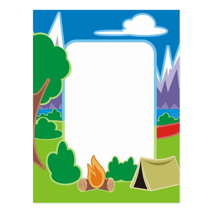 Camping Border Postcard | Zazzle.co.uk