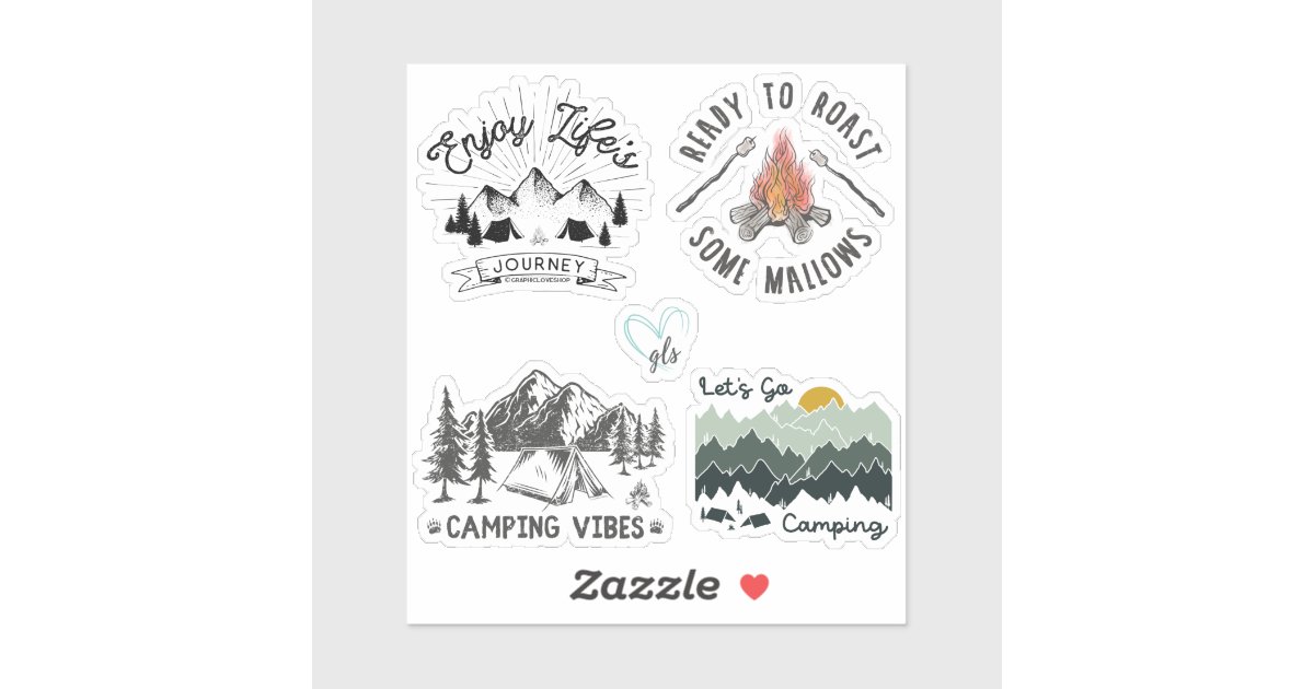 Camping Wilderness Sticker Pack GraphicLoveShop | Zazzle