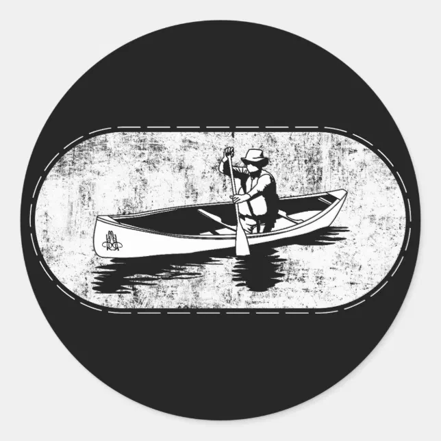 Canadian Canoe Paddling Canoeist Vintage Classic Round Sticker | Zazzle