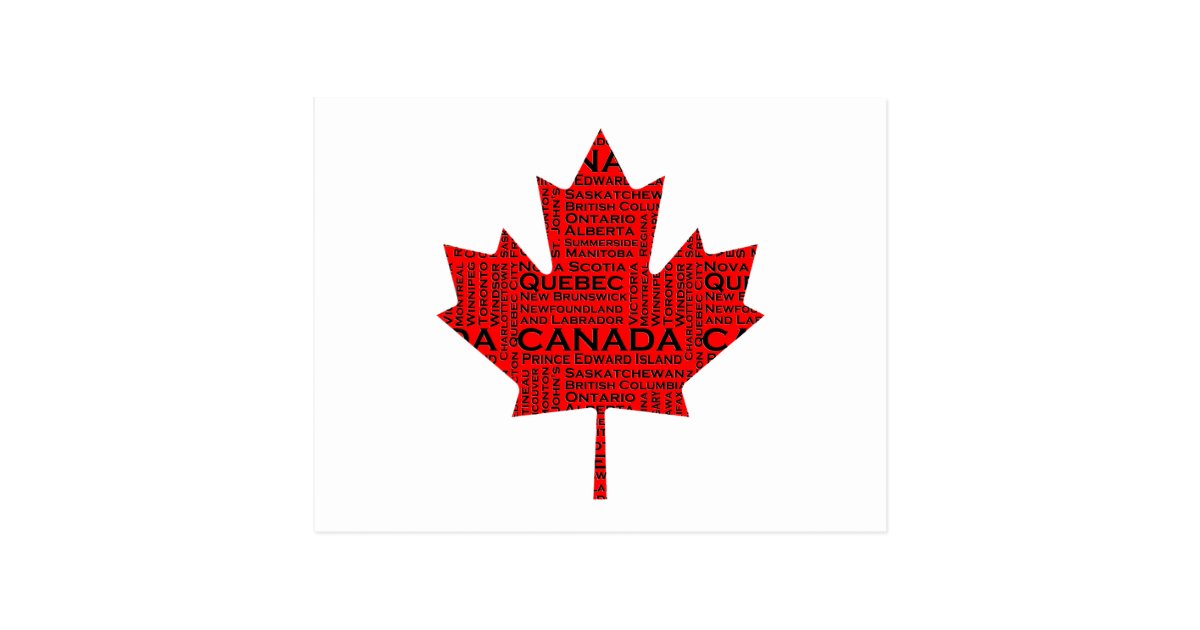 Canadian Maple Leaf w/Text Postcard | Zazzle.co.uk