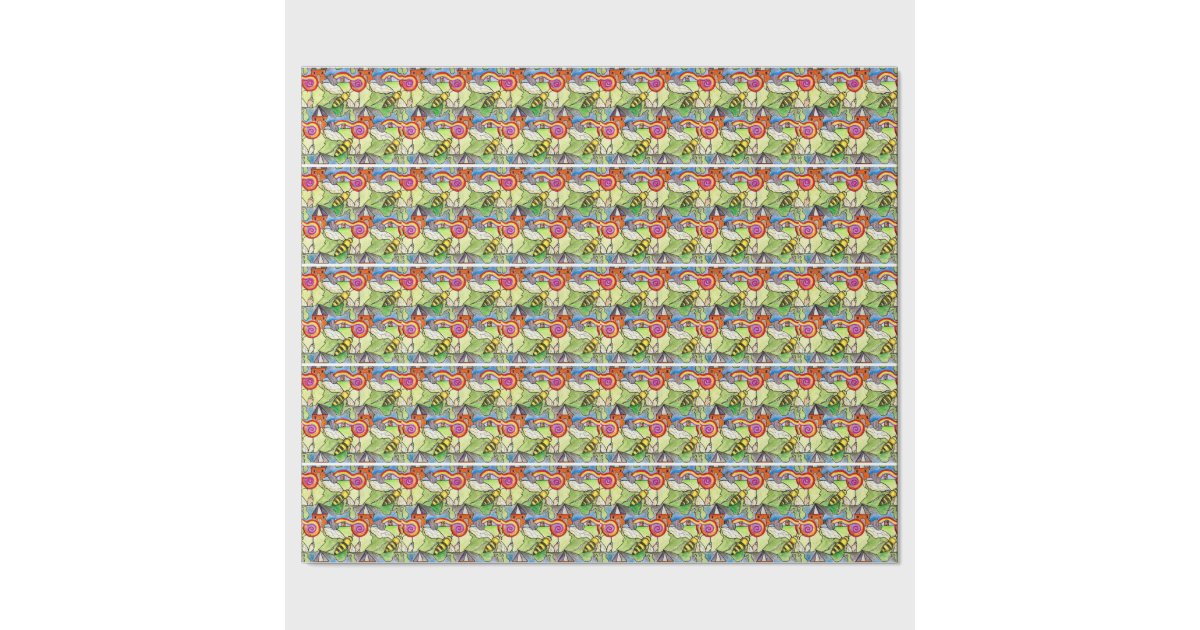 Candy and bees Tessellation wrapping paper | Zazzle