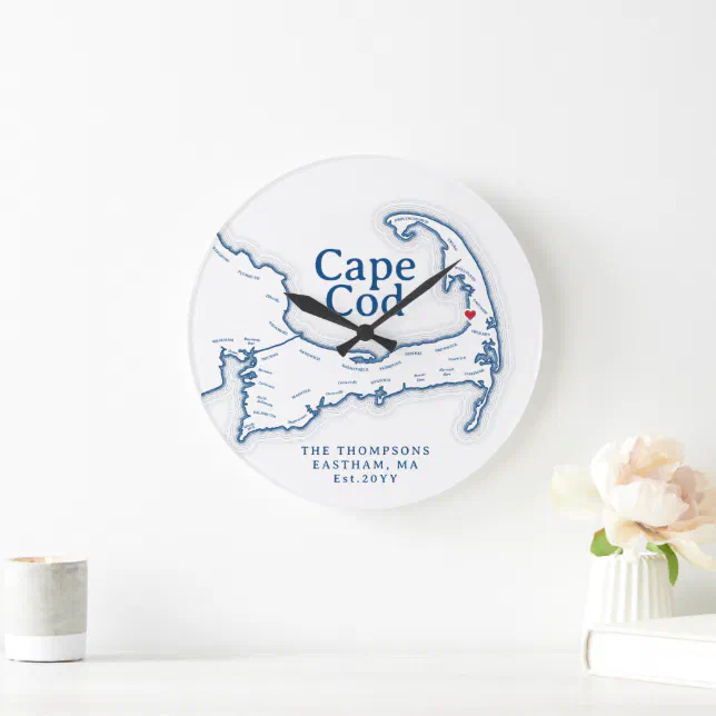 Cape Cod Beach House Decor Gift Large Clock | Zazzle