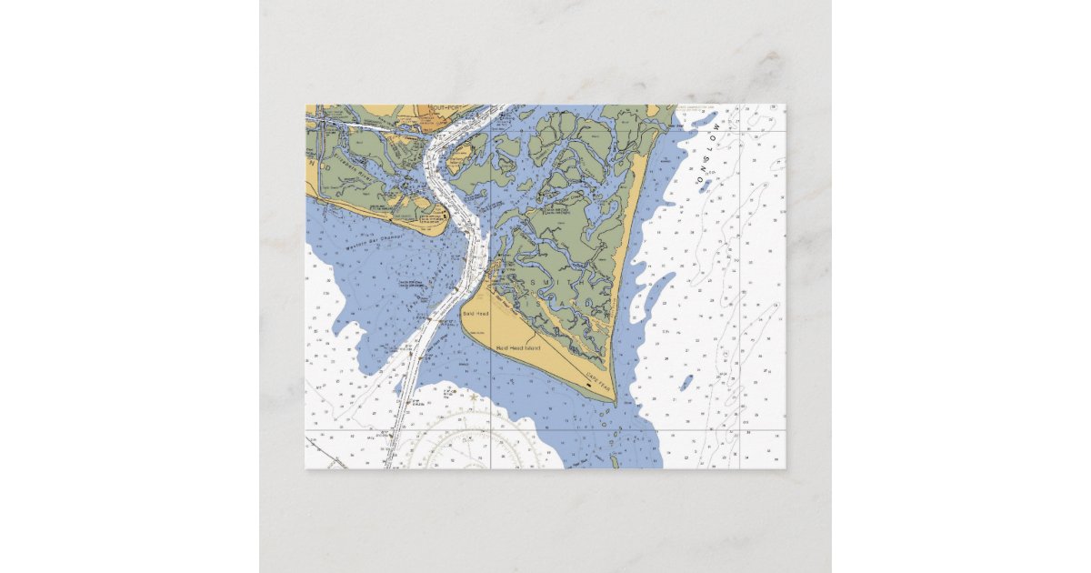 Cape Fear, NC Nautical Chart Postcard | Zazzle