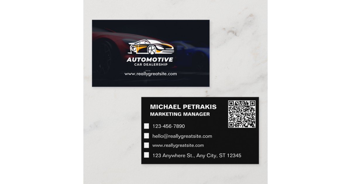 Car Dealership QR Code Business Card | Zazzle