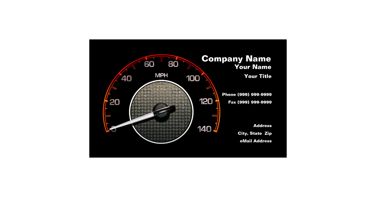 Car Speedometer Against Black Background Business Card | Zazzle