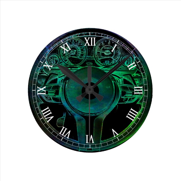 Car Themed Auto Design Round Clock | Zazzle.co.uk