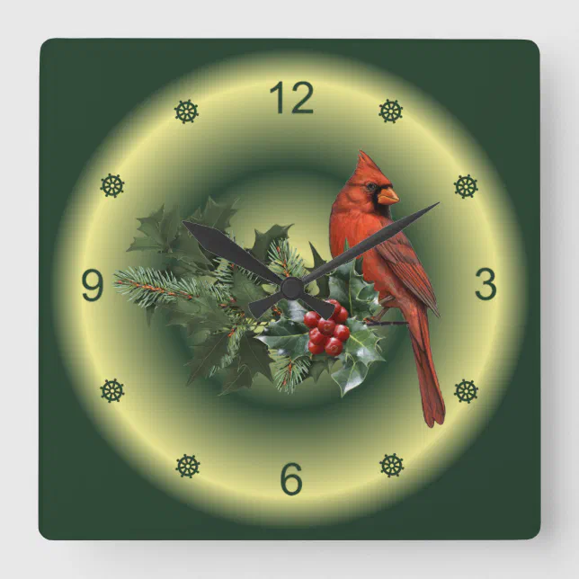 Cardinals Appear When Angels Are Near ~ Christmas~ Square Wall Clock ...