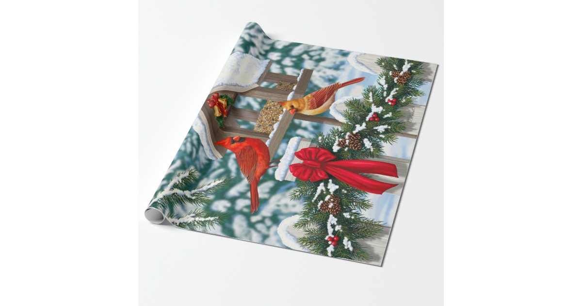Cardinals Christmas Feast Wrapping Paper | Zazzle