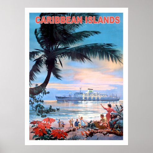 Vintage Travel Caribbean Posters & Prints | Zazzle UK
