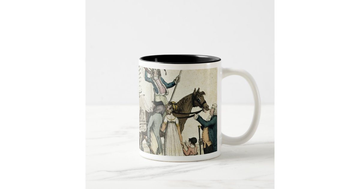 Caricature of quack doctors offering vaccines Two-Tone coffee mug | Zazzle