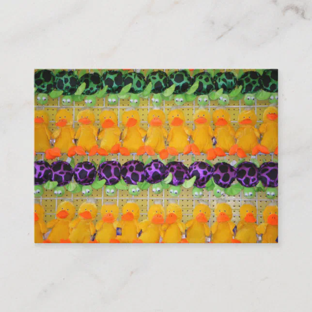 Carnival Game Plush Duck Turtle Toy Prizes Animals Business Card | Zazzle