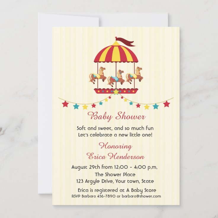 Carousel Baby Shower Invitation | Zazzle