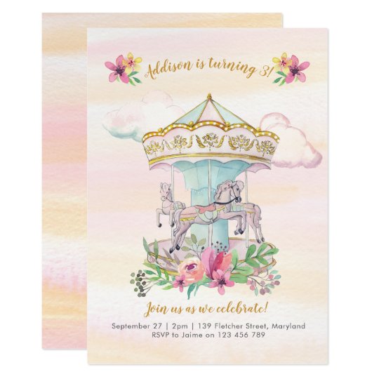 Carousel Birthday party Invitation | Zazzle.co.uk
