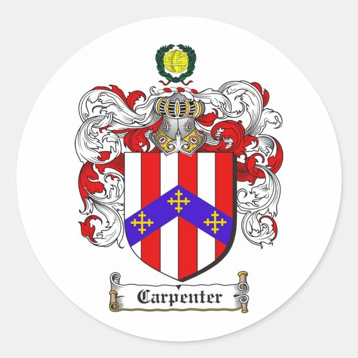 CARPENTER FAMILY CREST - CARPENTER COAT OF ARMS CLASSIC ROUND STICKER ...