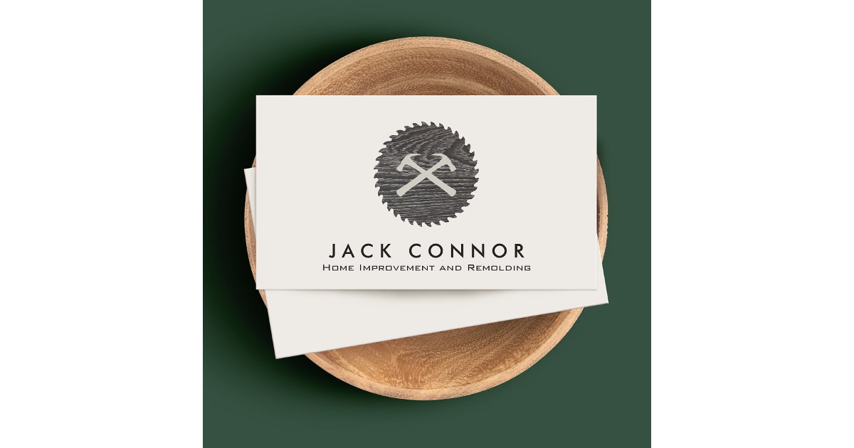 Carpenter Home Improvement Hammer and Saw Business Card | Zazzle