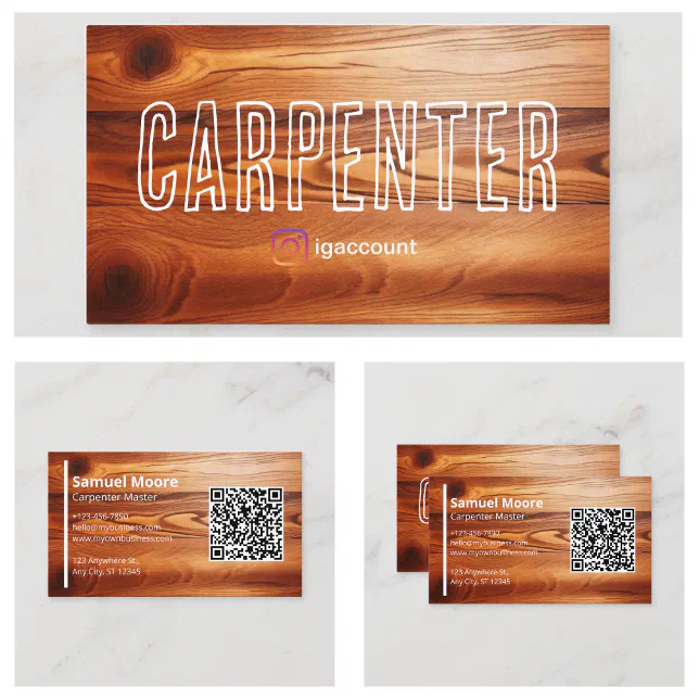 Carpenter Professional QR Code Sample Design Business Card | Zazzle