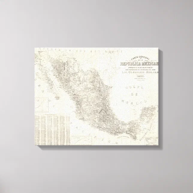 Carta general de la Republica Mexicana Map Canvas Print | Zazzle