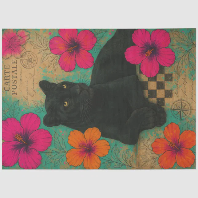 Carte Postale Panther – Tropical Gothic Decoupage Tissue Paper | Zazzle