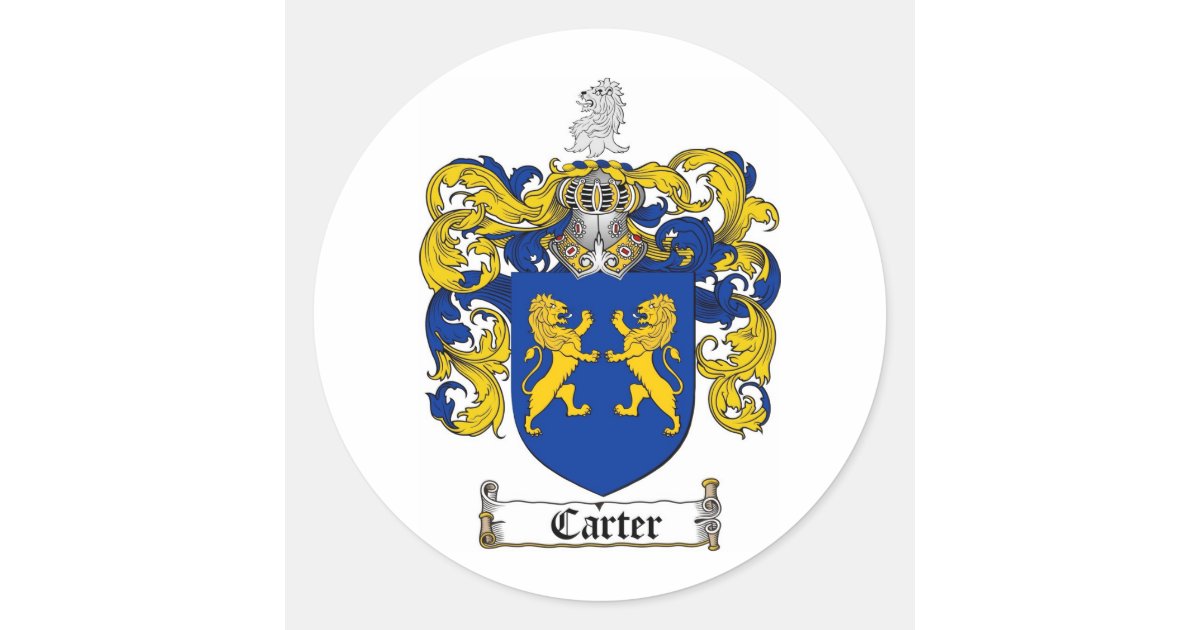 CARTER FAMILY CREST - CARTER COAT OF ARMS CLASSIC ROUND STICKER | Zazzle