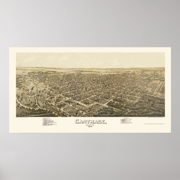 Carthage, MO Panoramic Map - 1891 Poster | Zazzle