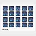 Cartoon Alien Spaceship Square Sticker | Zazzle