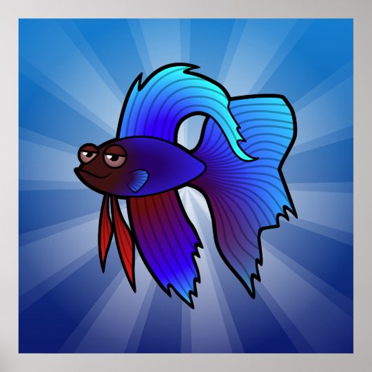Cartoon Betta Fish / Siamese Fighting Fish Poster | Zazzle.co.uk