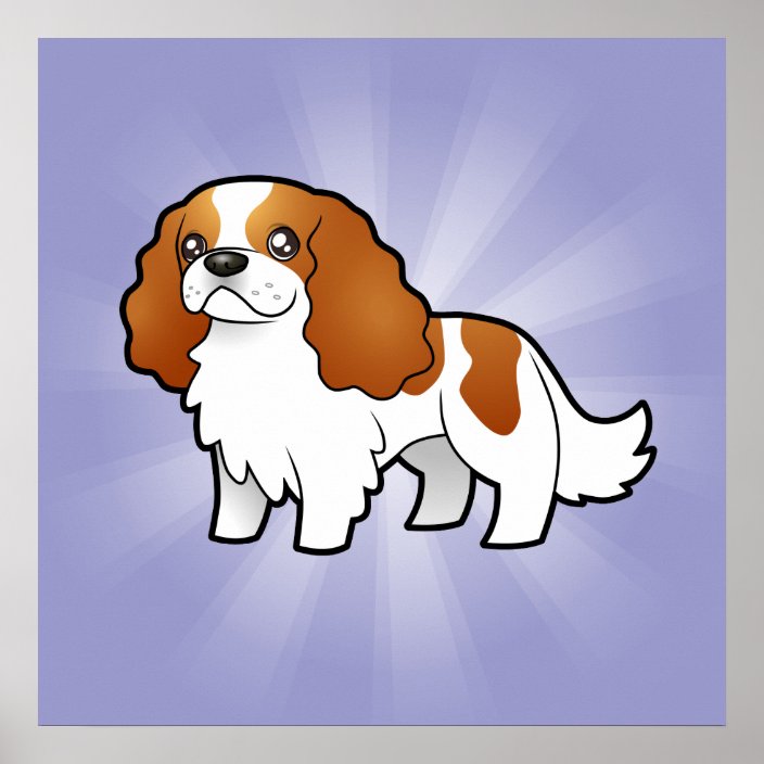 Cartoon Cavalier King Charles Spaniel Poster | Zazzle.co.uk