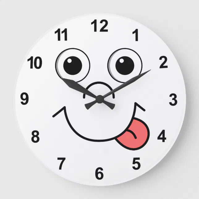 Cartoon face large clock | Zazzle