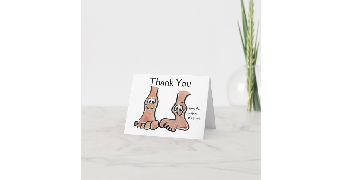 Cartoon Feet Thank You Greeting Card | Zazzle