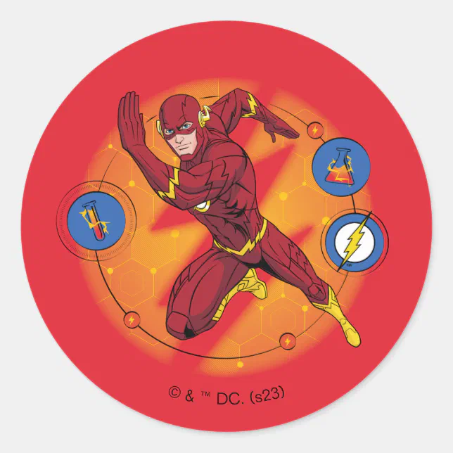 Cartoon Flash Laboratory Running Graphic Classic Round Sticker | Zazzle