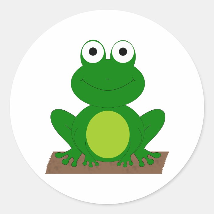 Cartoon frog on a log classic round sticker | Zazzle.co.uk