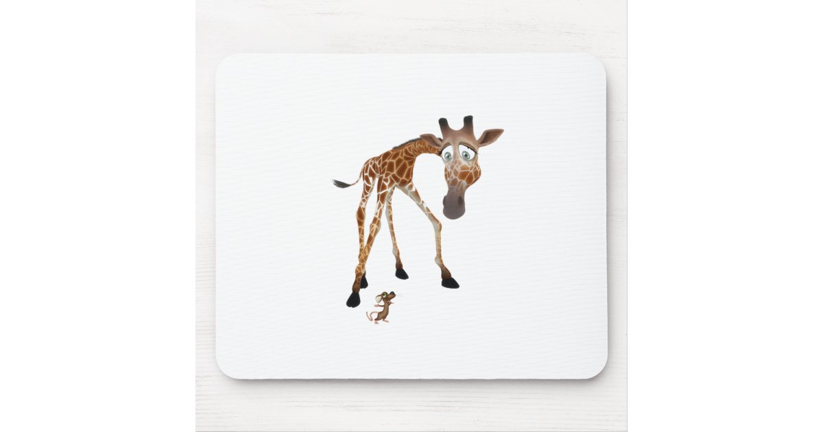 Cartoon Giraffe and Mouse Mouse Mat | Zazzle