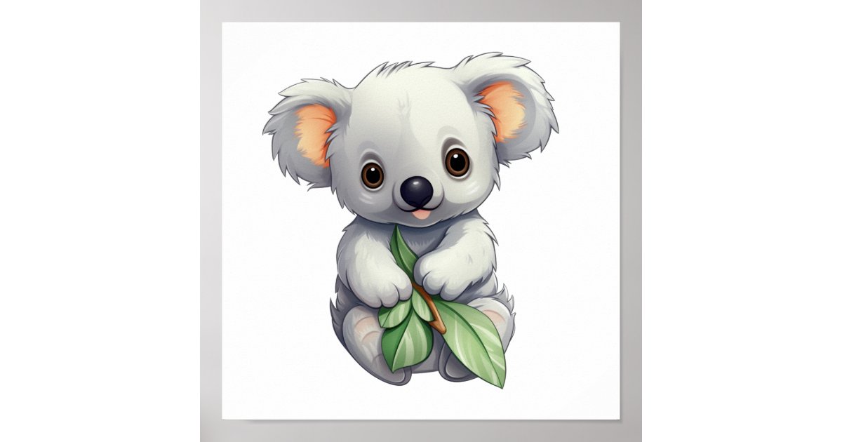 Cartoon koala illustration poster | Zazzle