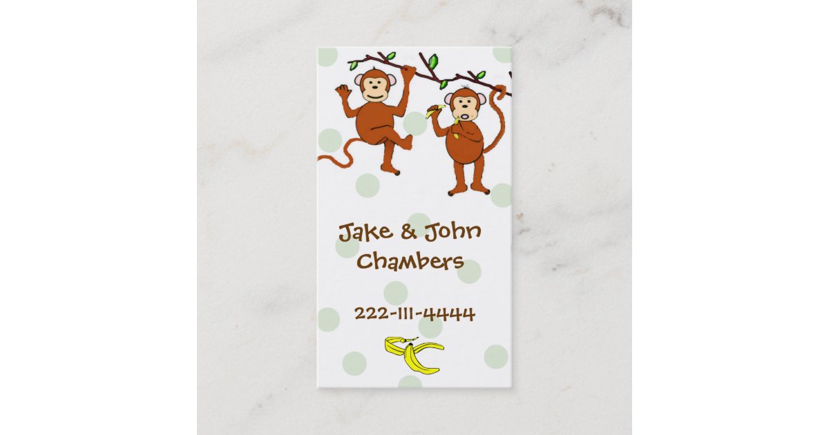 Cartoon Monkey calling card | Zazzle
