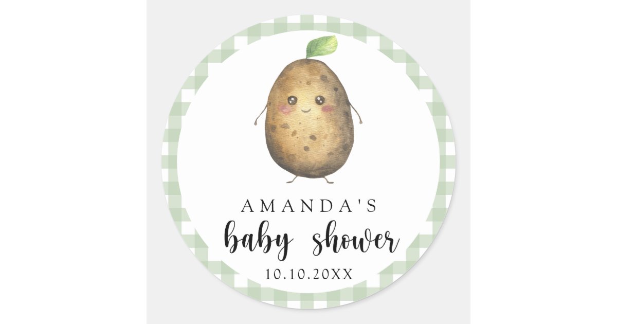 Cartoon Potato Baby Shower Classic Round Sticker | Zazzle