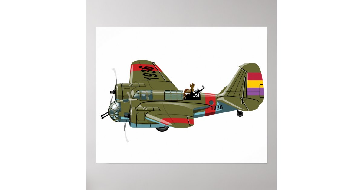 Cartoon retro bomber poster | Zazzle