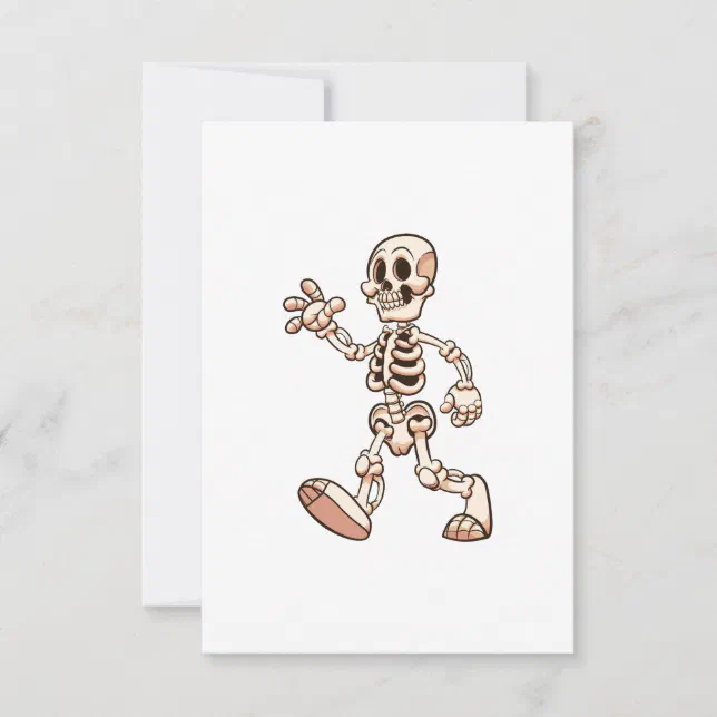cartoon skeleton walking and waving invitation | Zazzle