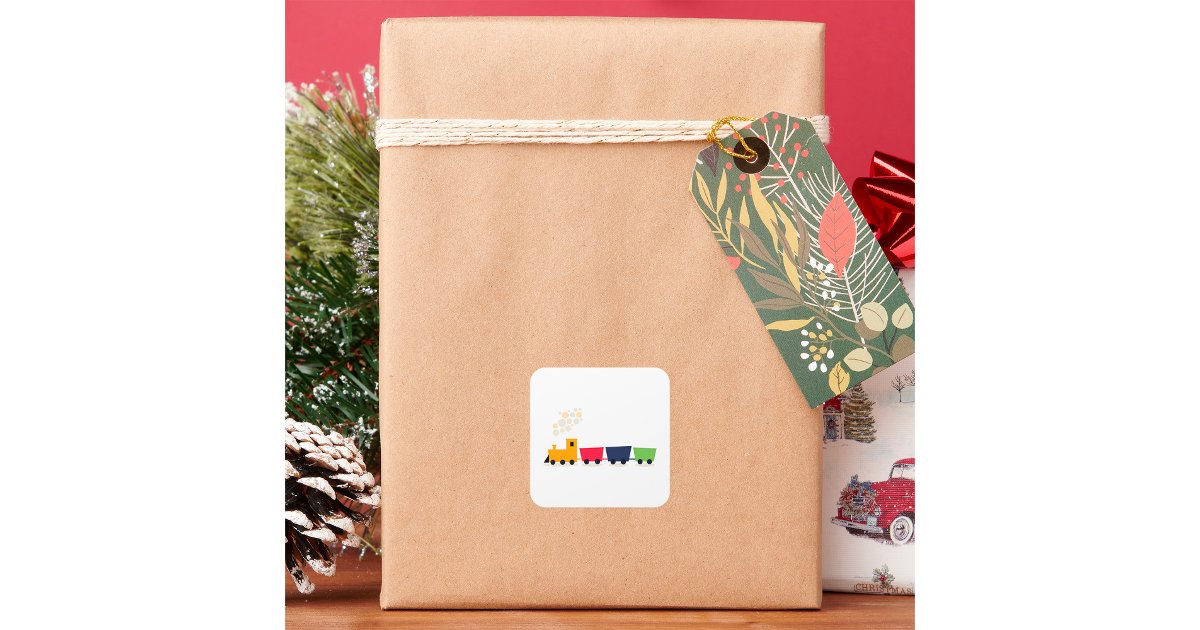 Cartoon Train Square Sticker | Zazzle