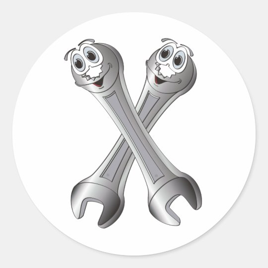 Cartoon Wrenches Classic Round Sticker | Zazzle.co.uk
