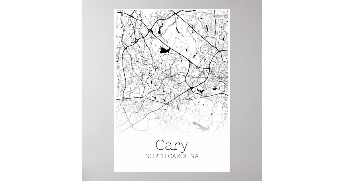 Cary Map - North Carolina - City Map Poster | Zazzle